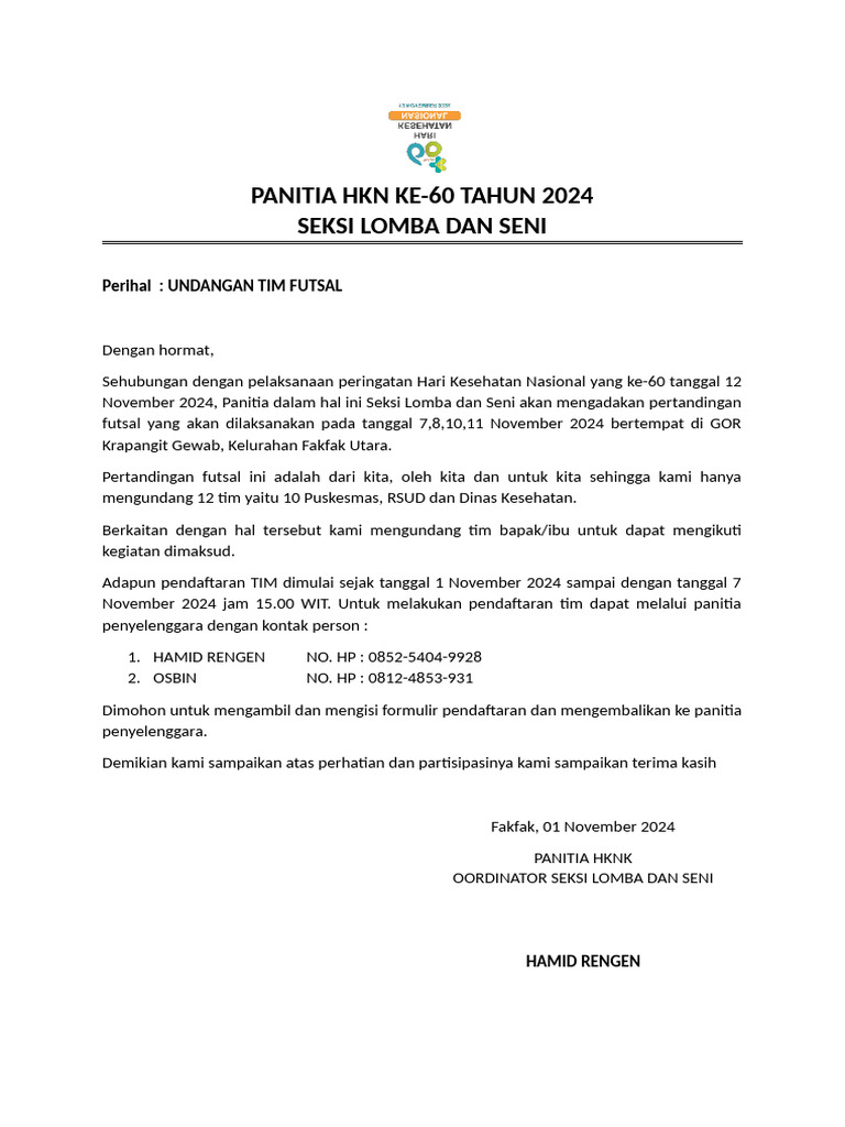 Undangan Tim Futsal | PDF