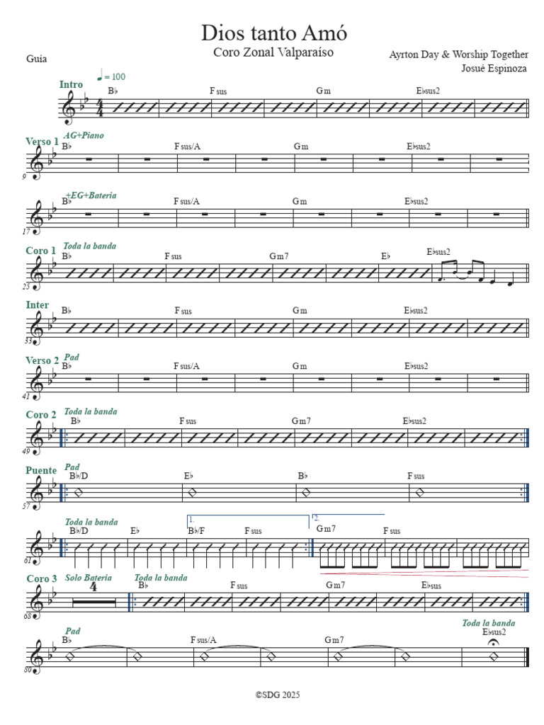 Acordes de "Dios Tanto Amó" | PDF