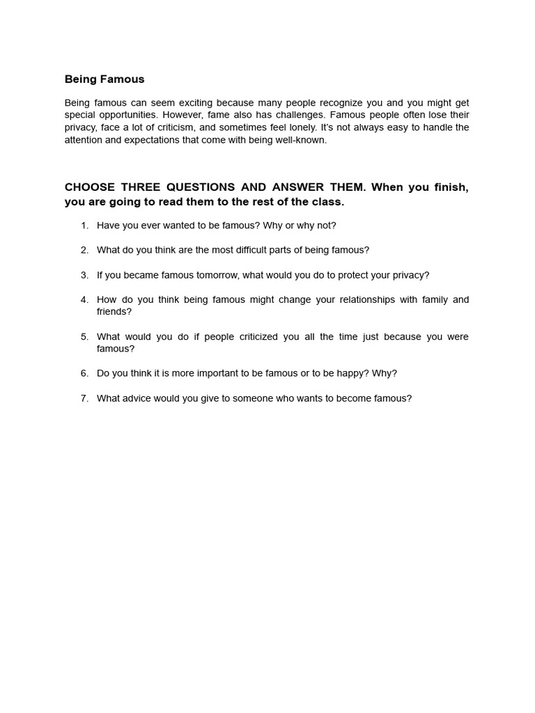 Communicative Activity To Practice For The Test | PDF