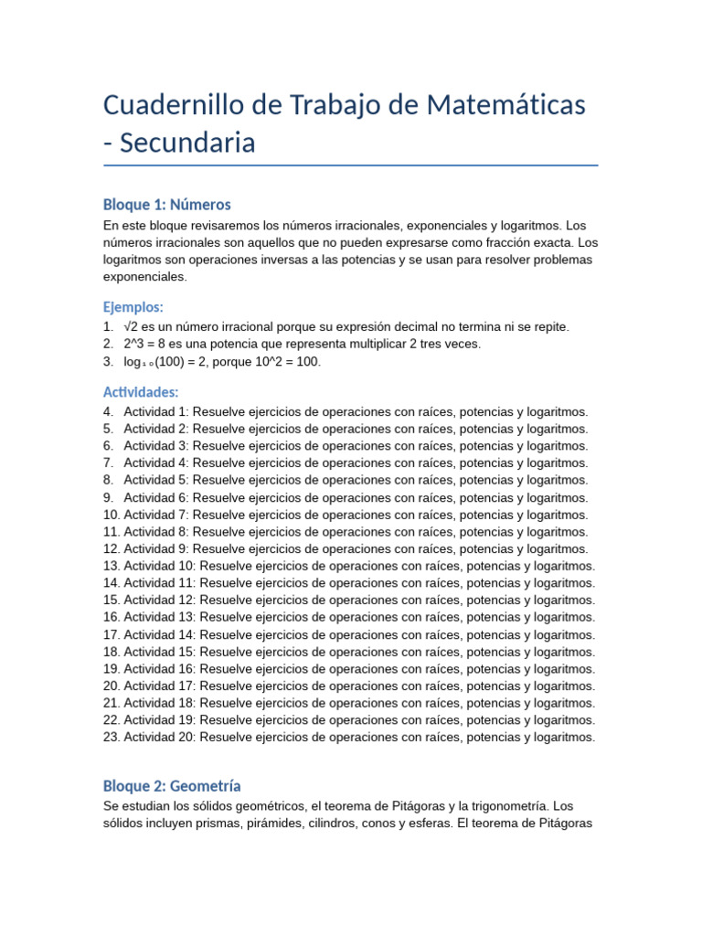 Cuadernillo Matematicas Secundaria Actualizado | PDF | Factorización | Exponenciación