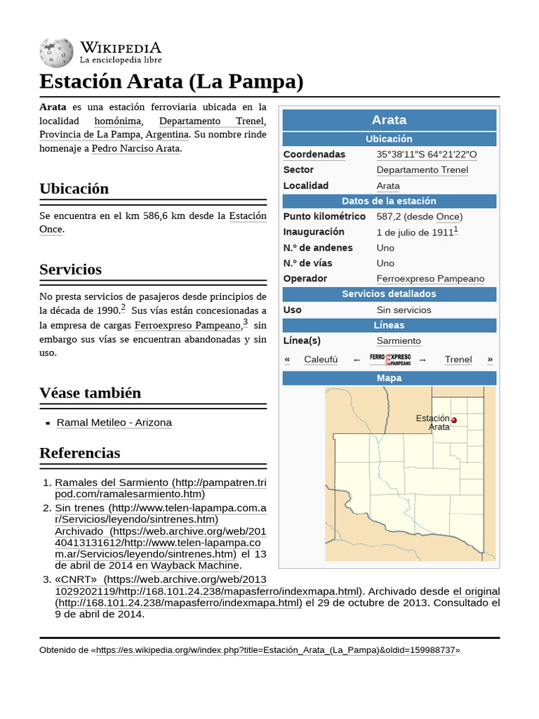 Estación Arata (La Pampa) | PDF | Transporte ferroviario de pasajeros ...
