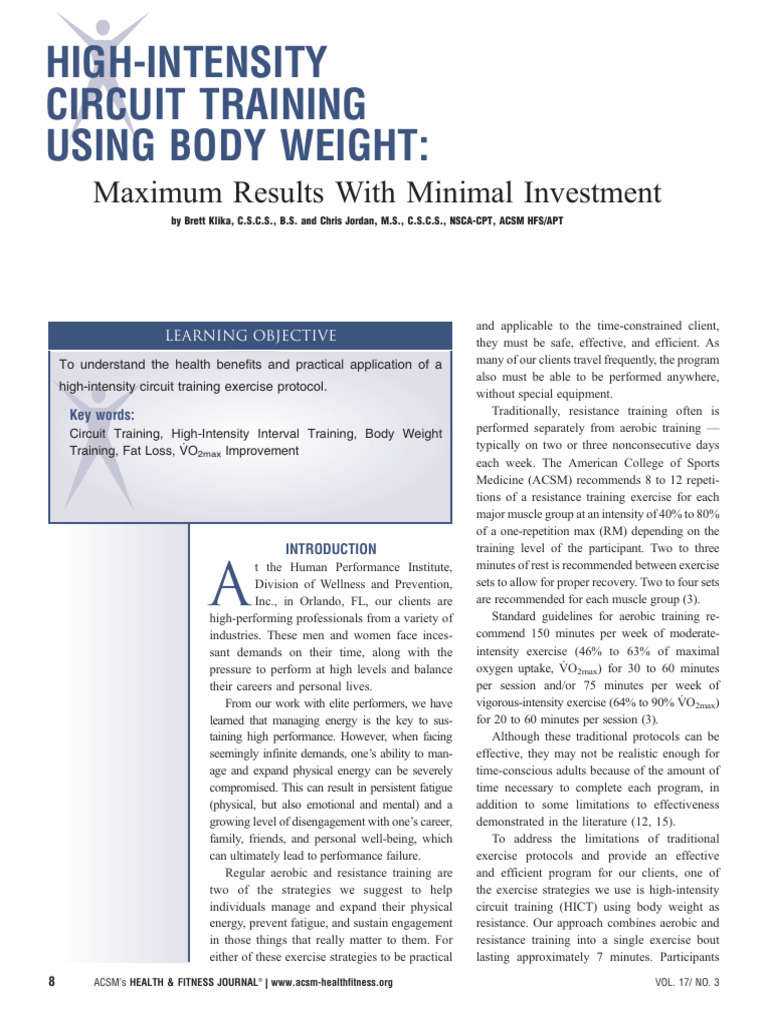 HIGH INTENSITY CIRCUIT TRAINING USING BODY WEIGHT .5 Parte1 | PDF ...