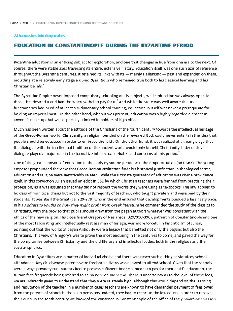 Education in Constantinople During The Byzantine Period - History of ...