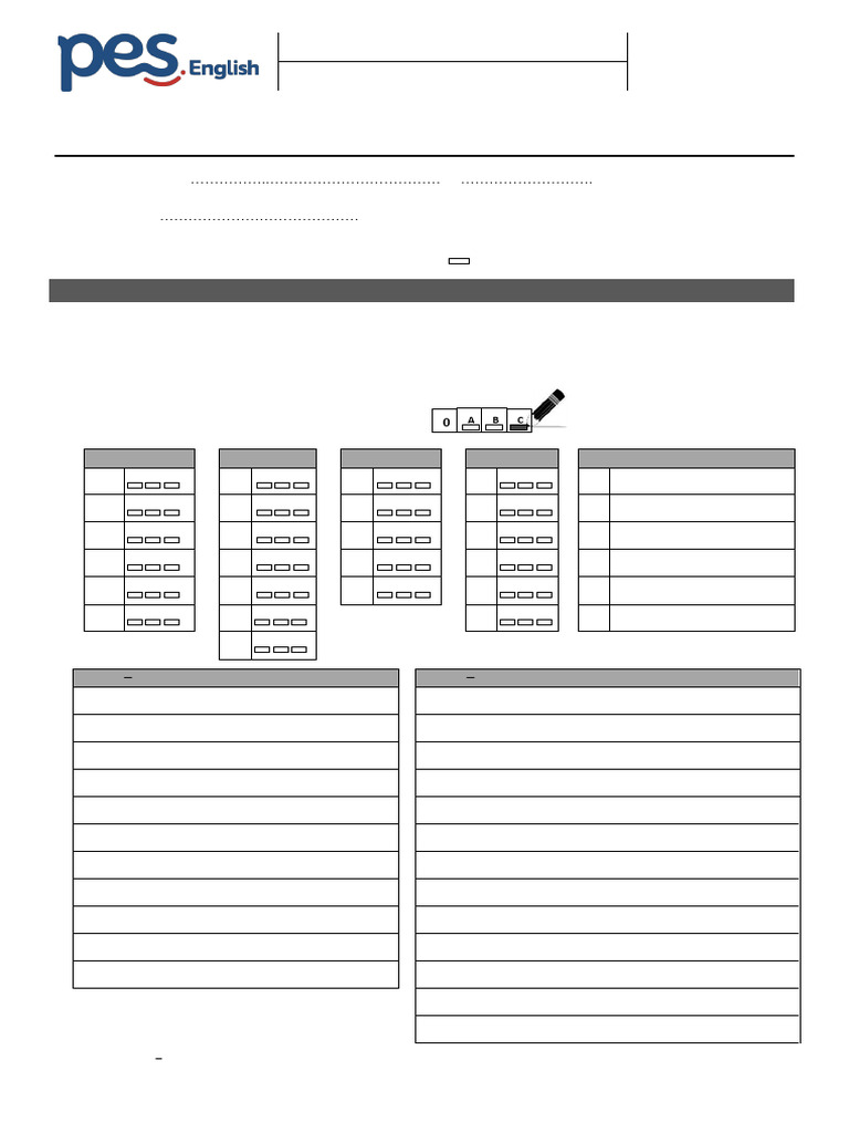A2 Key English Test Answer Sheet | PDF | Standardized Tests ...