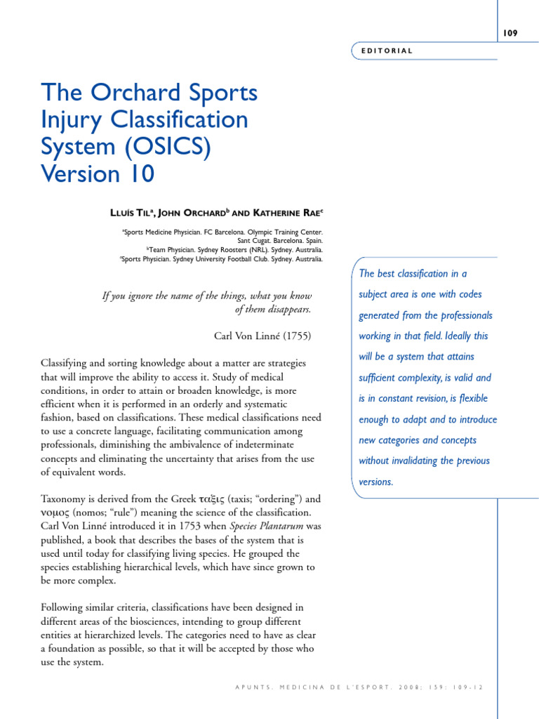 OSICS-10: Sports Injury Classification | PDF | Medicine | Health Care