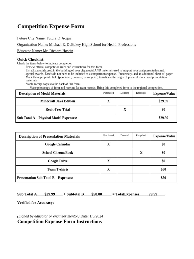 FC Competition Expense Form | PDF | Recycling | Scrap