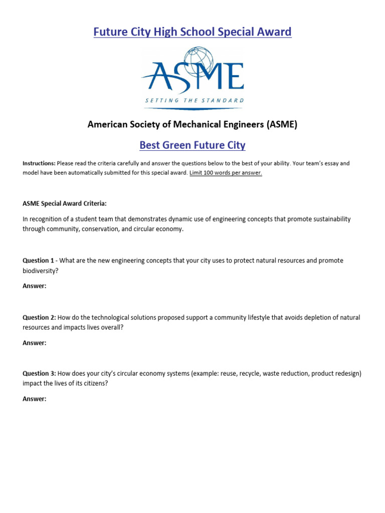 FCHS Special Award ASME 1 | PDF