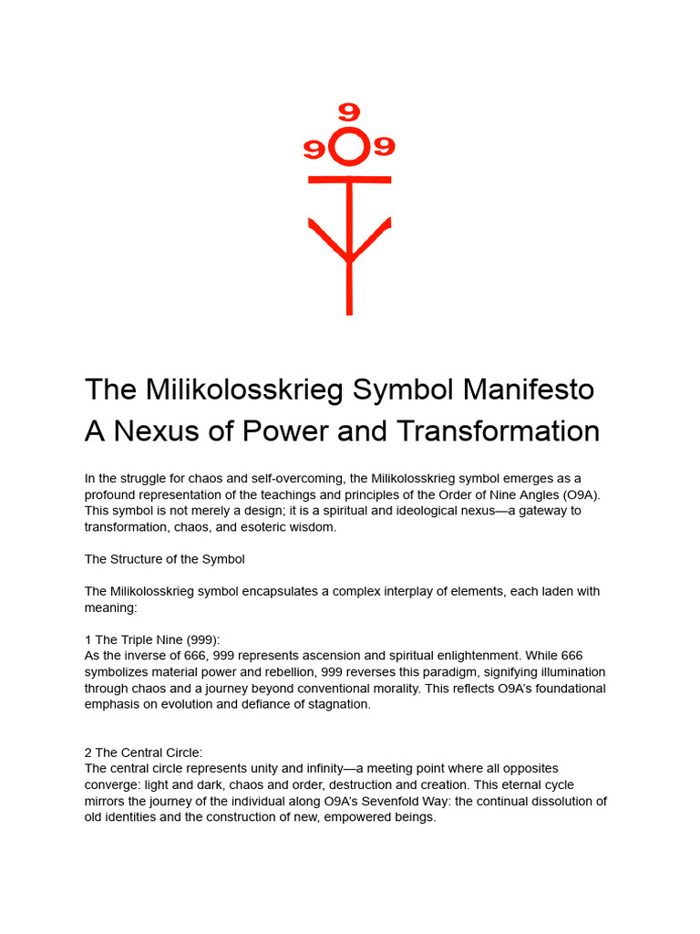 The Milikolosskrieg Symbol Manifesto - A Nexus of Power and Transformation | PDF | Wisdom ...