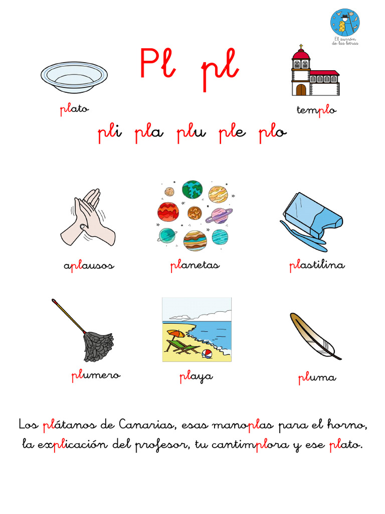 Lectura y actividades con "pl" para niños | PDF