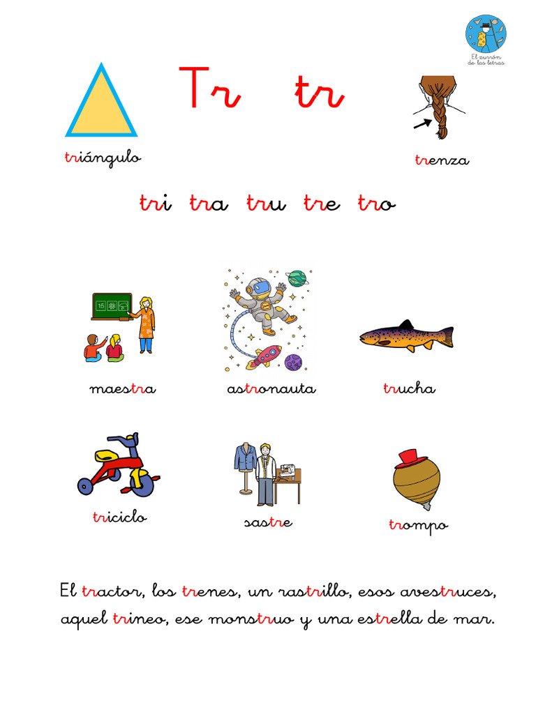 Lectura sobre palabras con "tr" | PDF