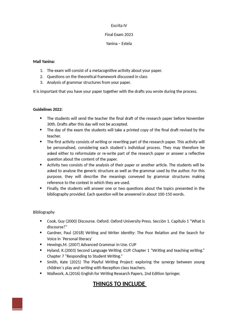 Final de La Materia Escrita IV | PDF | Verb | Adjective