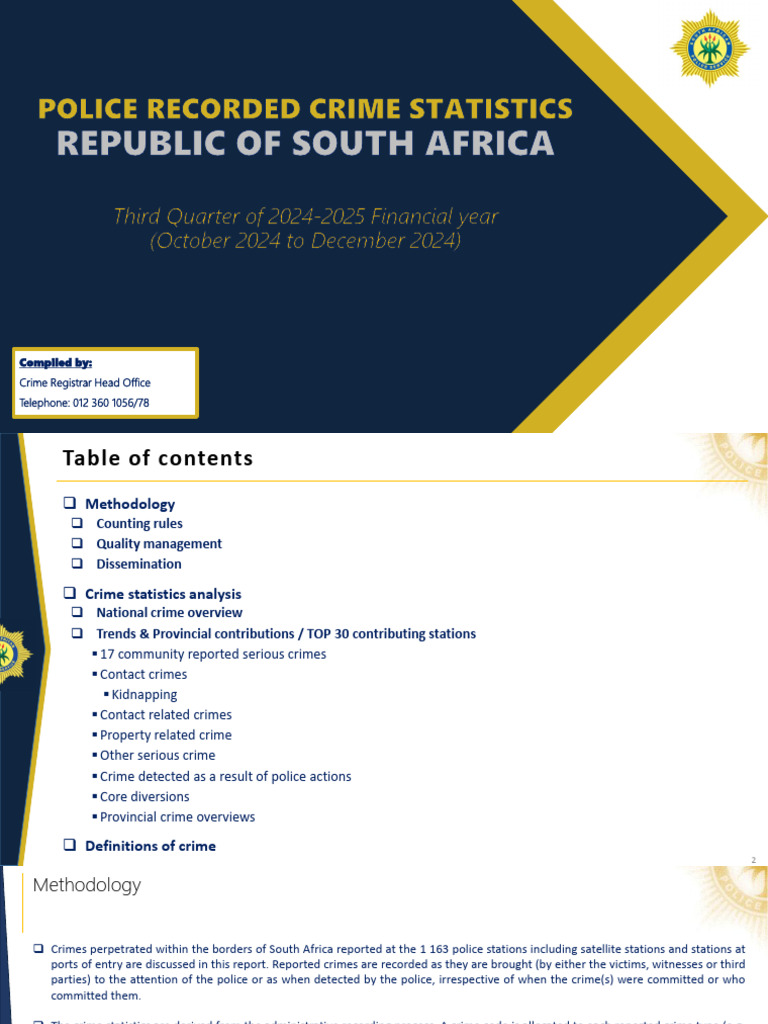 Police Recorded Crime Statistics RSA 3rd Quarter 20242025 Presentation | PDF | Robbery | Percentage