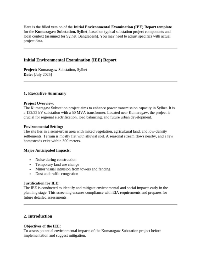 Here Is The Filled Version of The Initial Environmental Examination ...