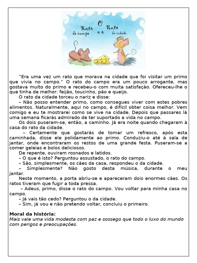Fábula O Rato Do Campo e o Rato Da Cidade | PDF