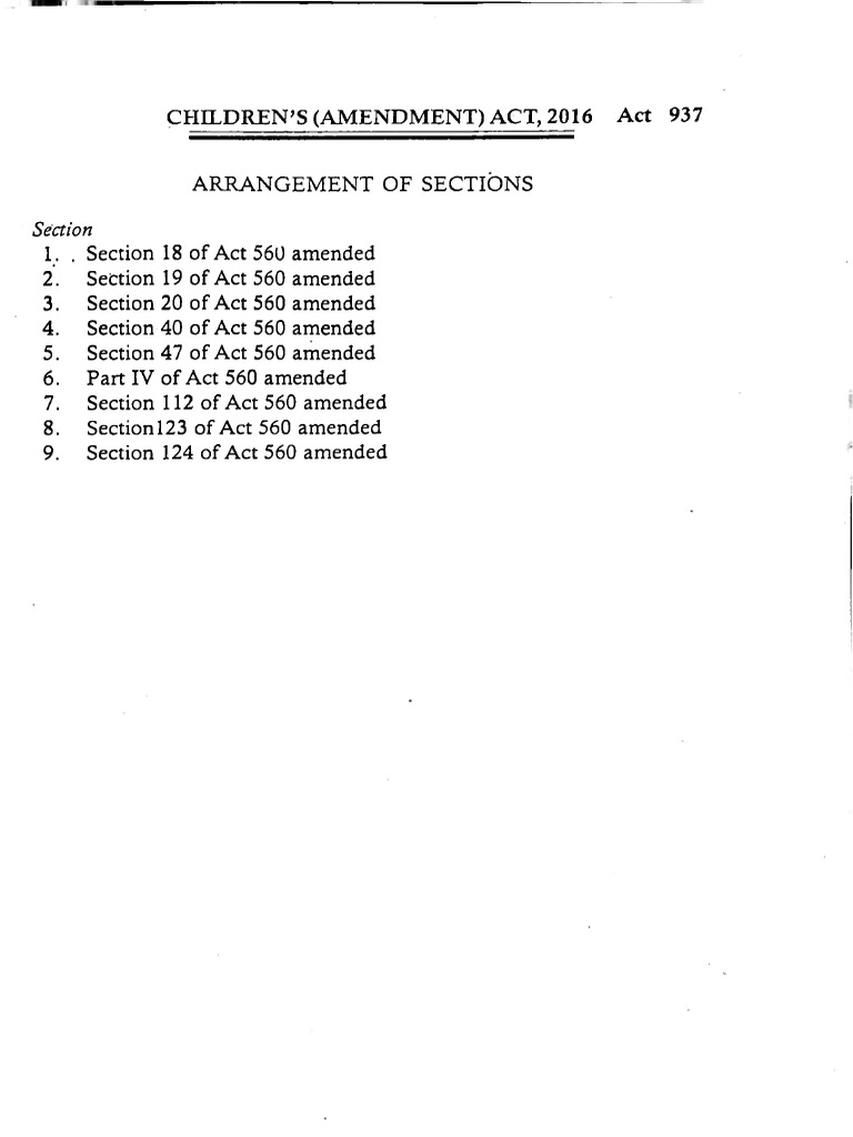 Ghana Children's Amendment Act 2016 | PDF | Foster Care | Adoption