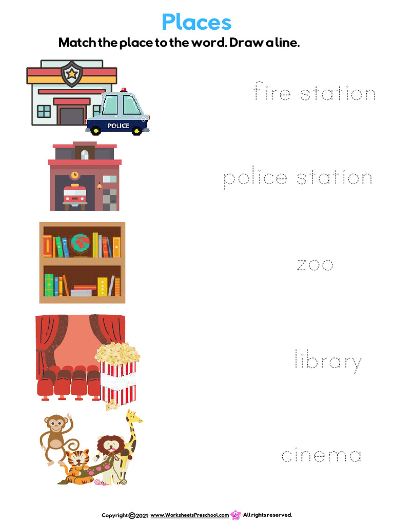 Places Matching Worksheet Preschool 2 | PDF