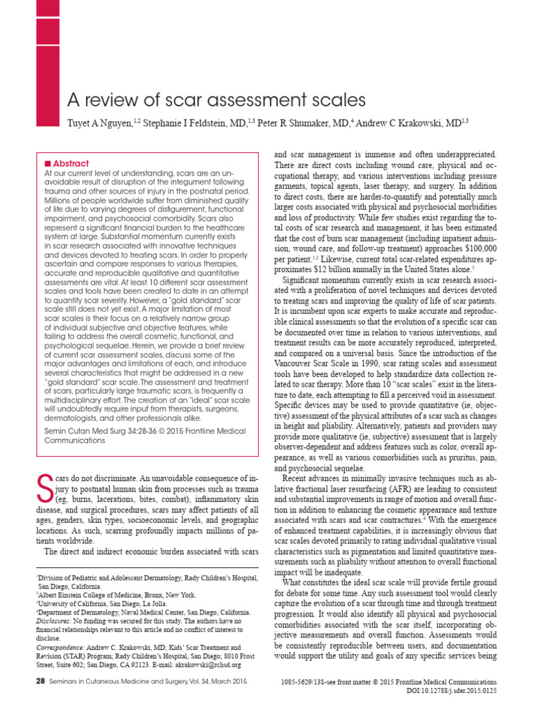 A Review of Scar Assessment Scales 1jaul3cxrr | PDF | Skin Cancer | Scar