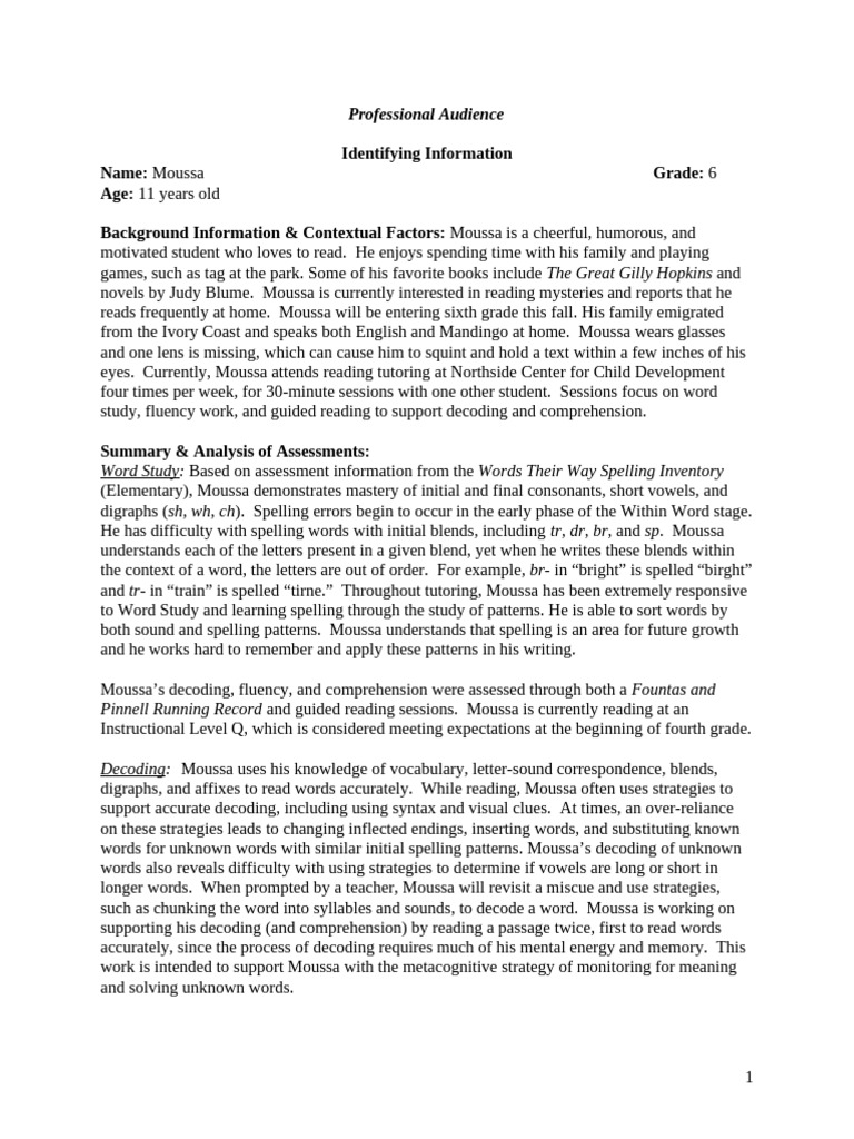 Example Clinical Teaching Report | PDF | Reading Comprehension | Cognitive Science