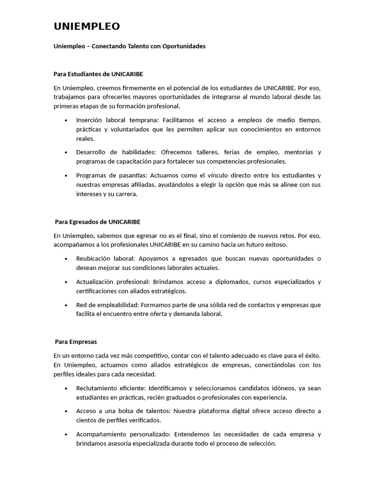 Uniempleo | PDF | Iniciativa empresarial | Business