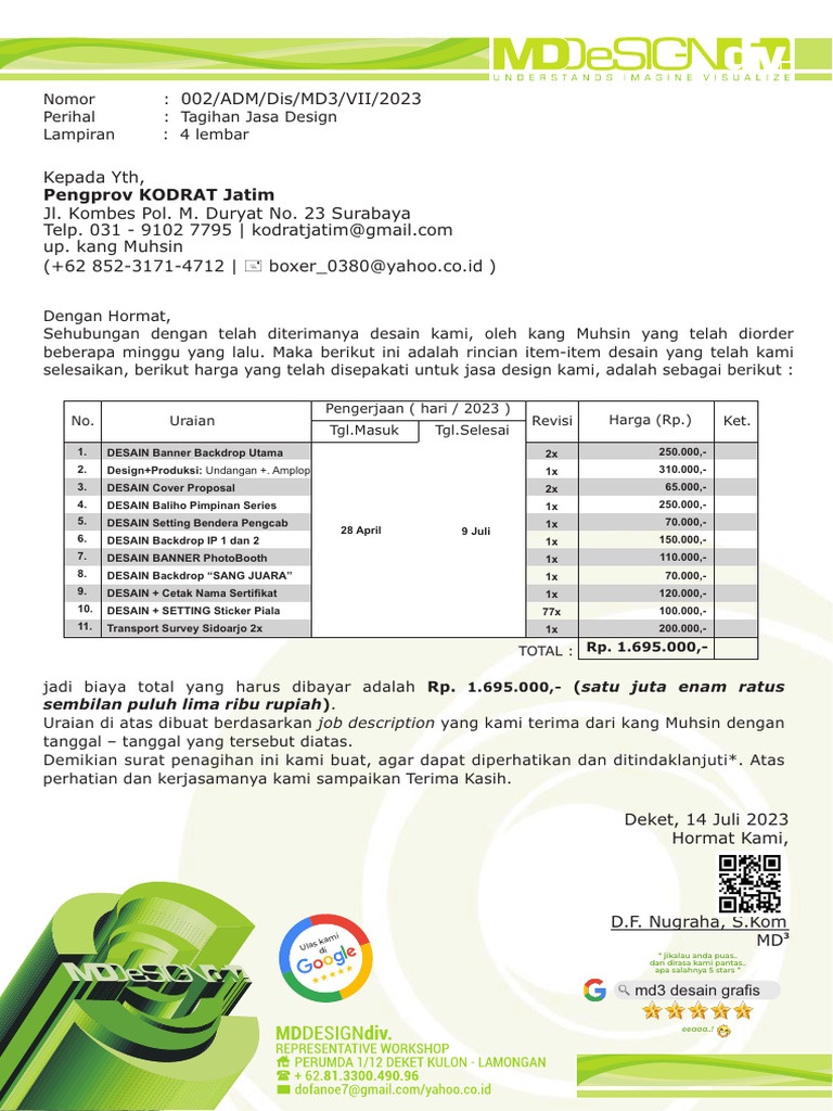 002 Adm Dis Md3 Viii 2023 Tagihan Muhsinkodratjatim Bhscup2023 | PDF