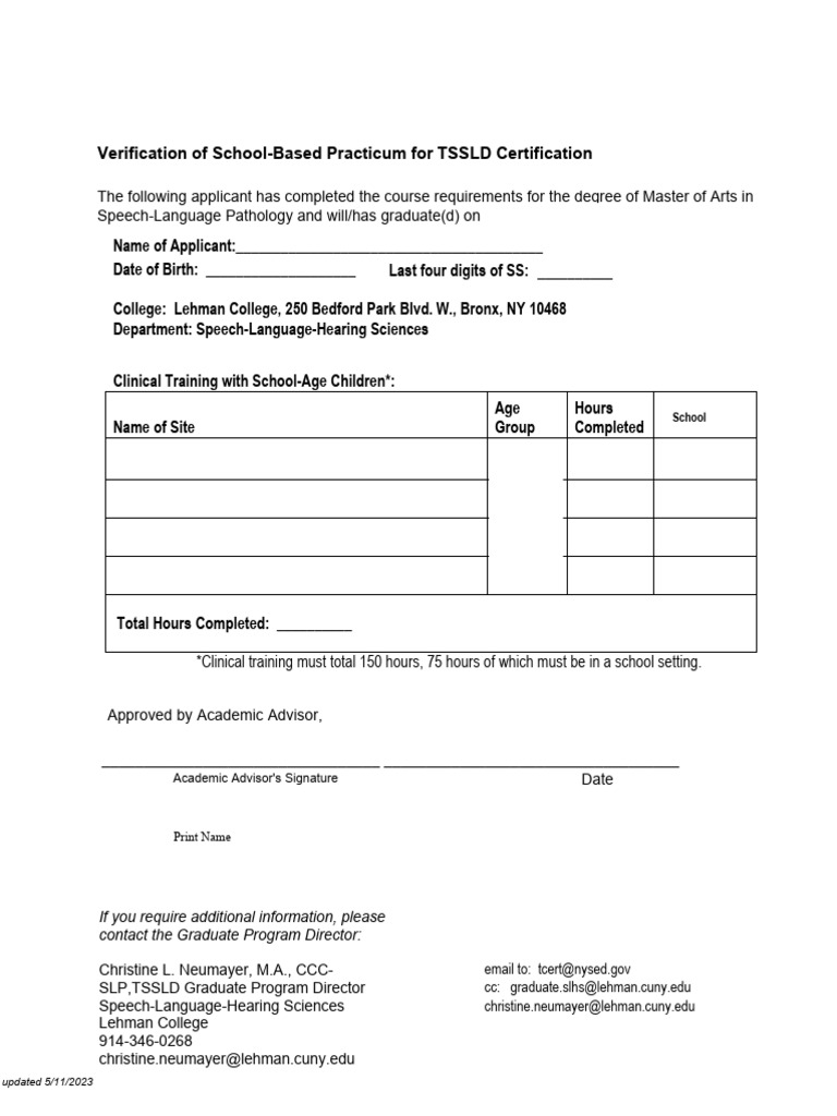 TSSLD Certification Practicum Verification | PDF