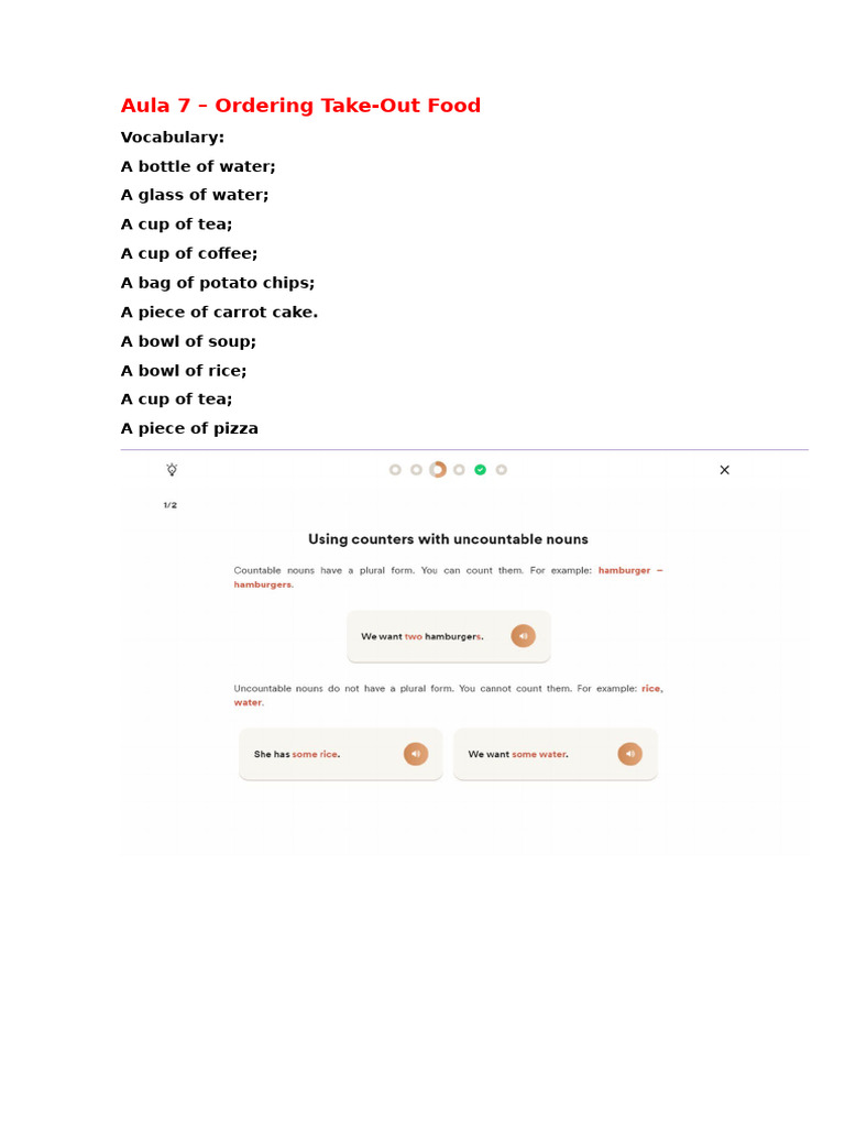 Aula 7 - Ordering Take-Out Food | PDF