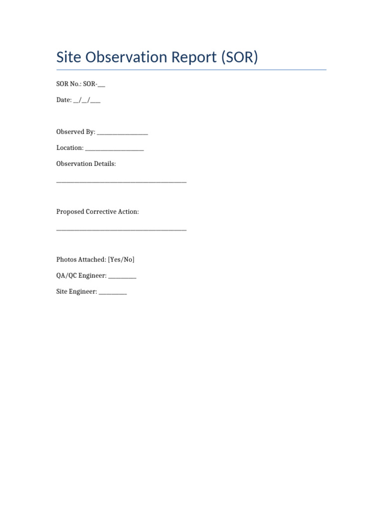 Site Observation Report Template | PDF
