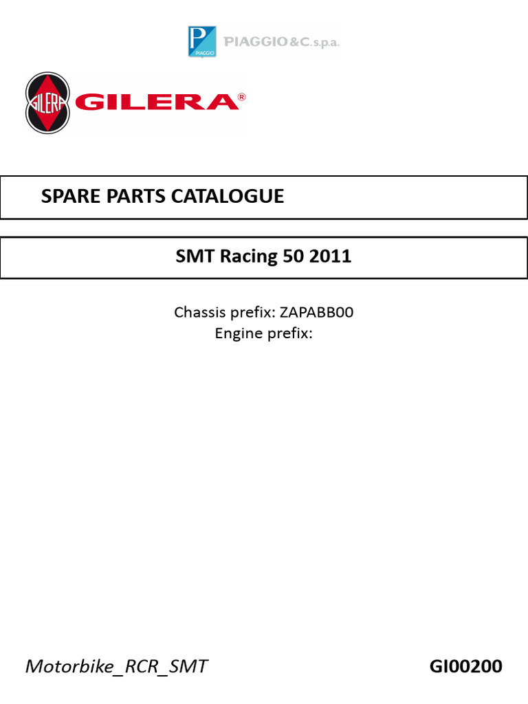 SMT Racing 50 Spare Parts Catalogue | PDF | Piston | Clutch