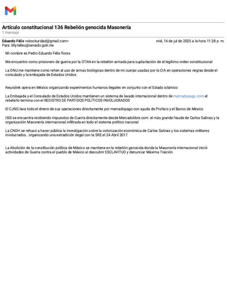 Artículo Constitucional 136 Rebelión Genocida Masonería | PDF