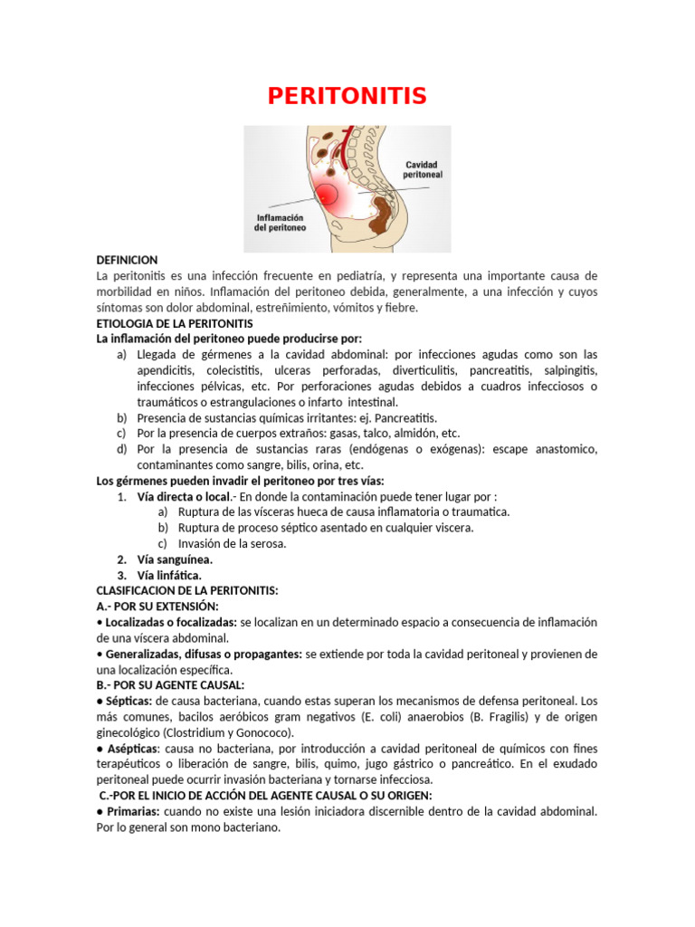 PERITONITIS | PDF | Enfermedades digestivas | Enfermedades y trastornos humanos