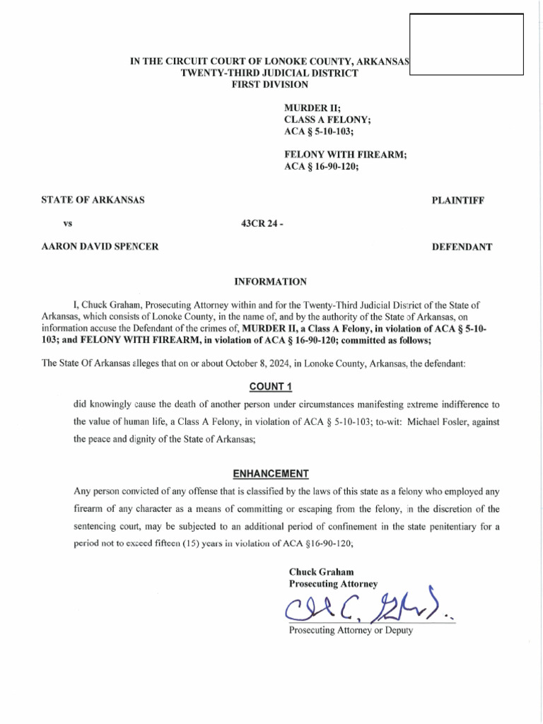 Spencer Charging Documents | PDF