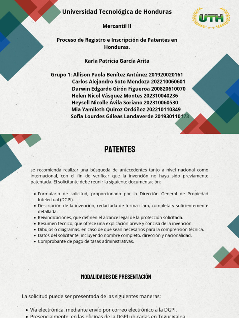 Registro de Patentes en Honduras | PDF | Marca comercial | Patentar