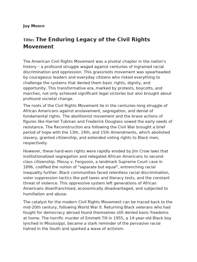 Civl Rights Movement Essay | PDF | The United States | Civil Rights And ...