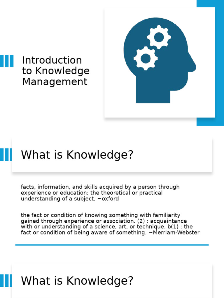 Introduction To Knowledge Management | PDF | Knowledge | Tacit Knowledge
