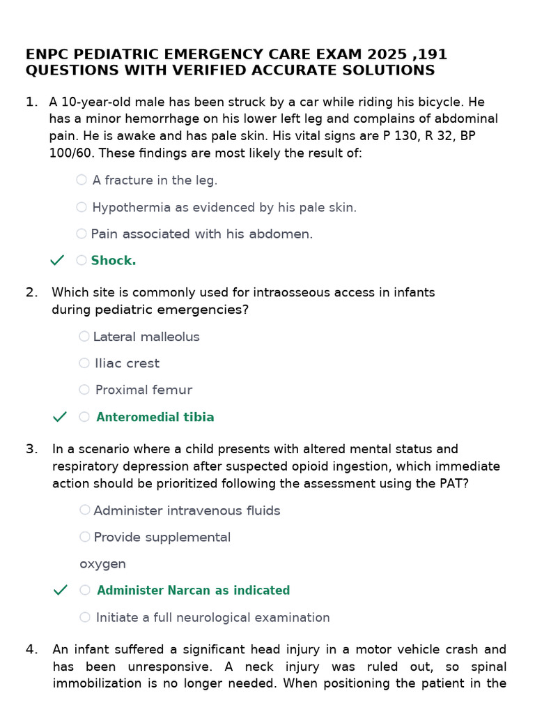 Pediatric Emergency Care Exam 2025 | PDF | Shock (Circulatory) | Burn
