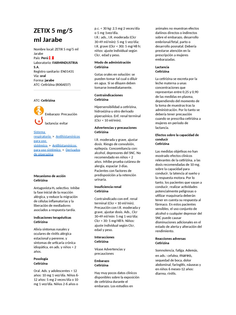 ZETIX 5 MG | PDF | Farmacología | Medicina CLINICA