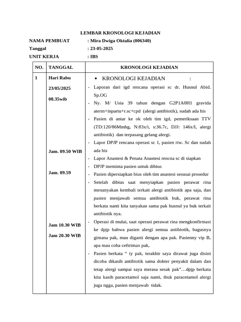 Kronologi Kejadian Operasi SC 23 Mei 2025 | PDF