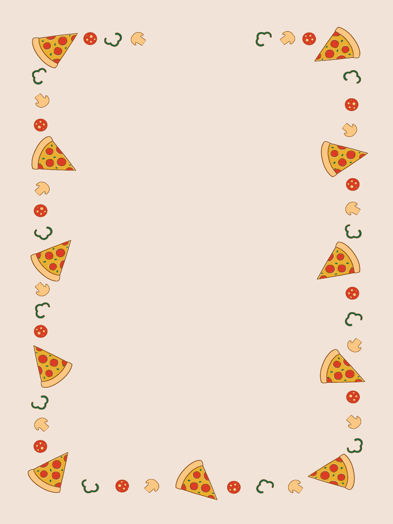 Red Yellow Creative Pizza Stationery Page Border A4 Document | PDF