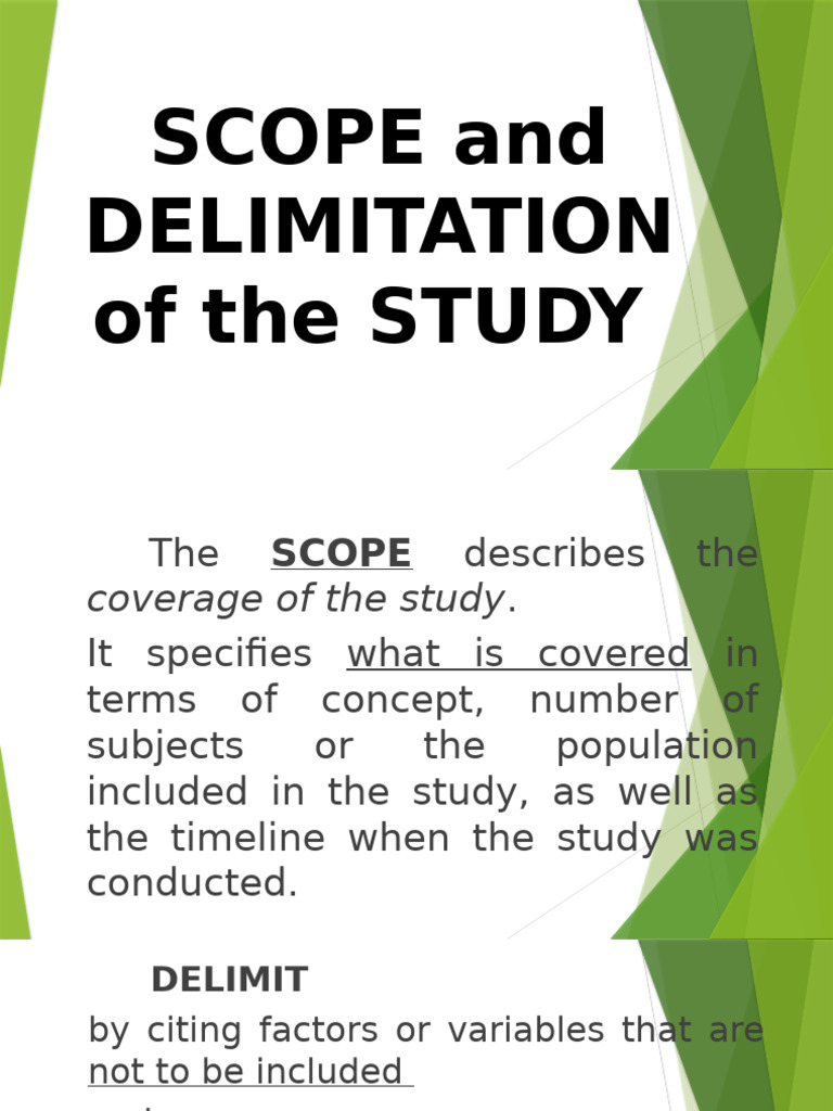 Scope and Delimitation 2 | PDF | Scope (Computer Science) | Sampling ...