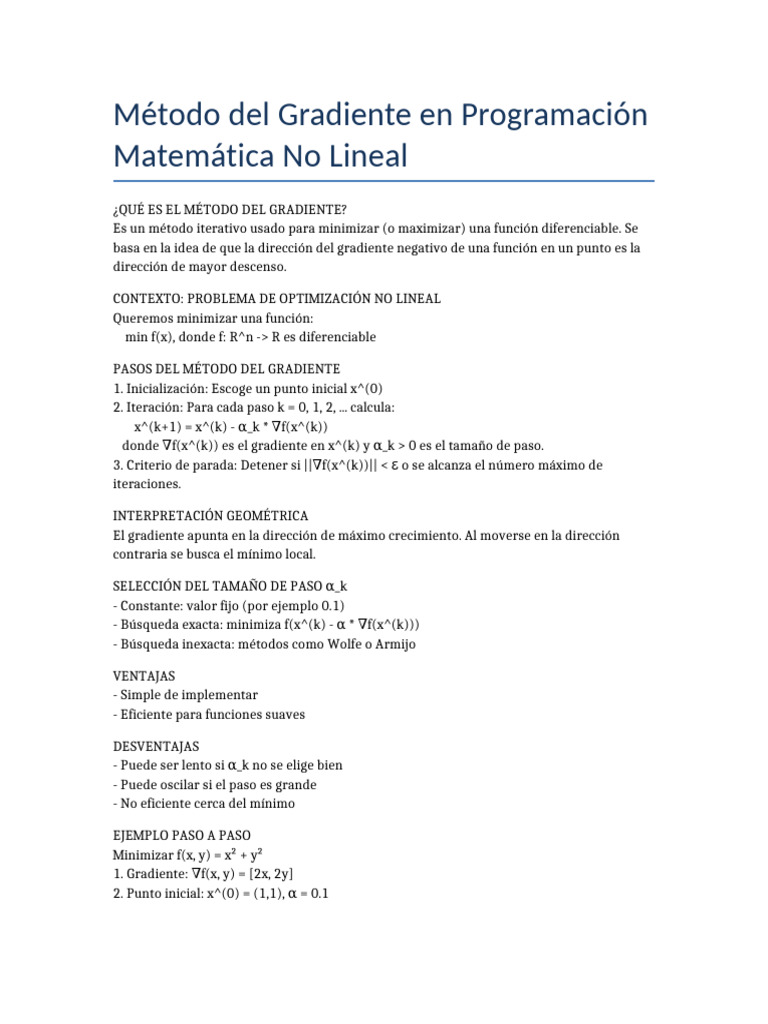 Metodo Del Gradiente | PDF