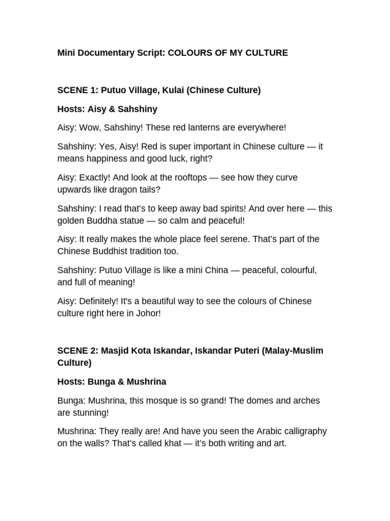 Colours of My Culture Script | PDF | Mosque