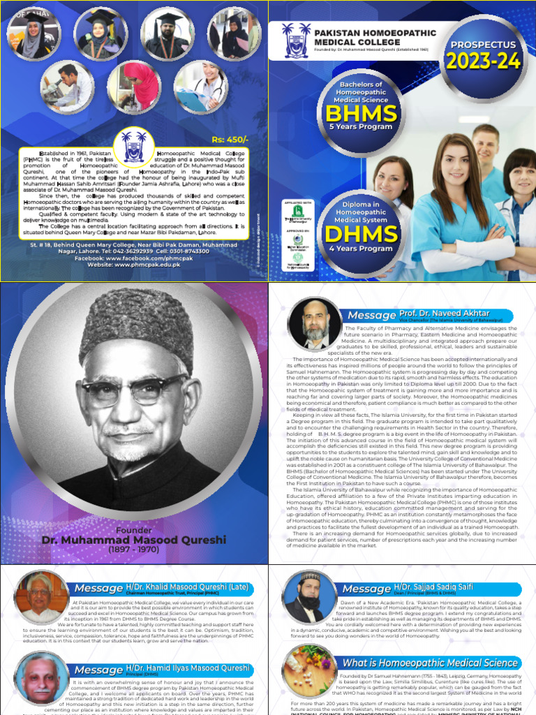 PHMC BHMS 12 Prospectus 2023 24 Compressed | PDF | Homeopathy | Medicine