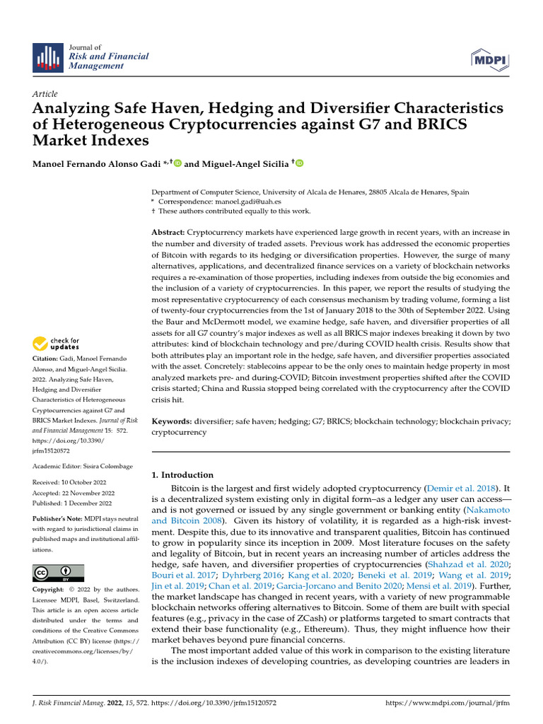 Analyzing Safe Haven, Hedging | PDF | Linear Regression | Cryptocurrency