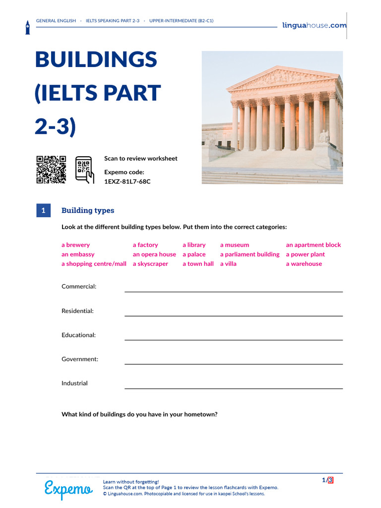 Buildings Ielts Part 2 3 British English Student B2 C1 | PDF