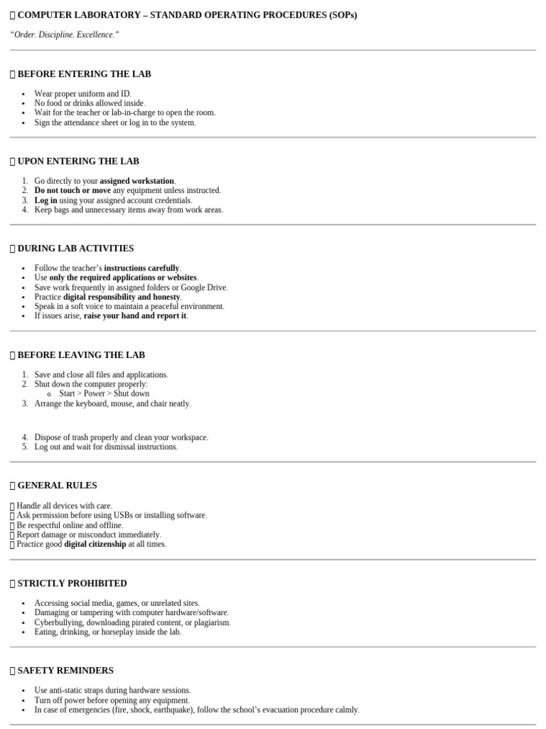Postings of Laboratory SOPs | PDF