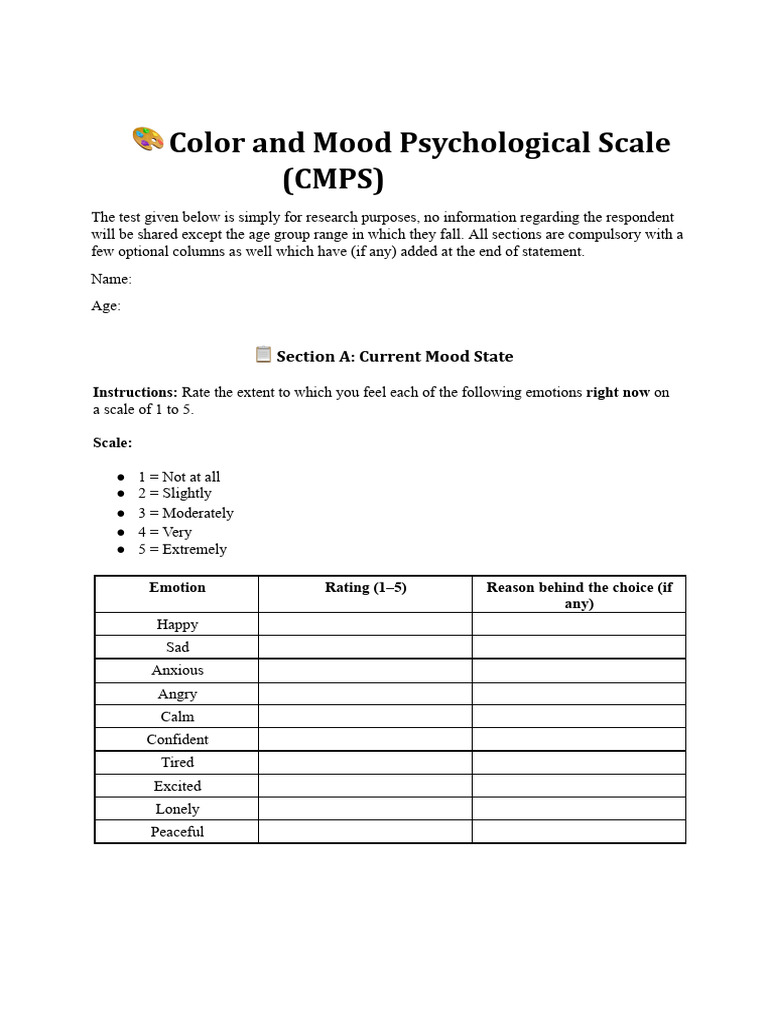 Color and Mood Psychological Scale (CMPS) - Daclick | PDF