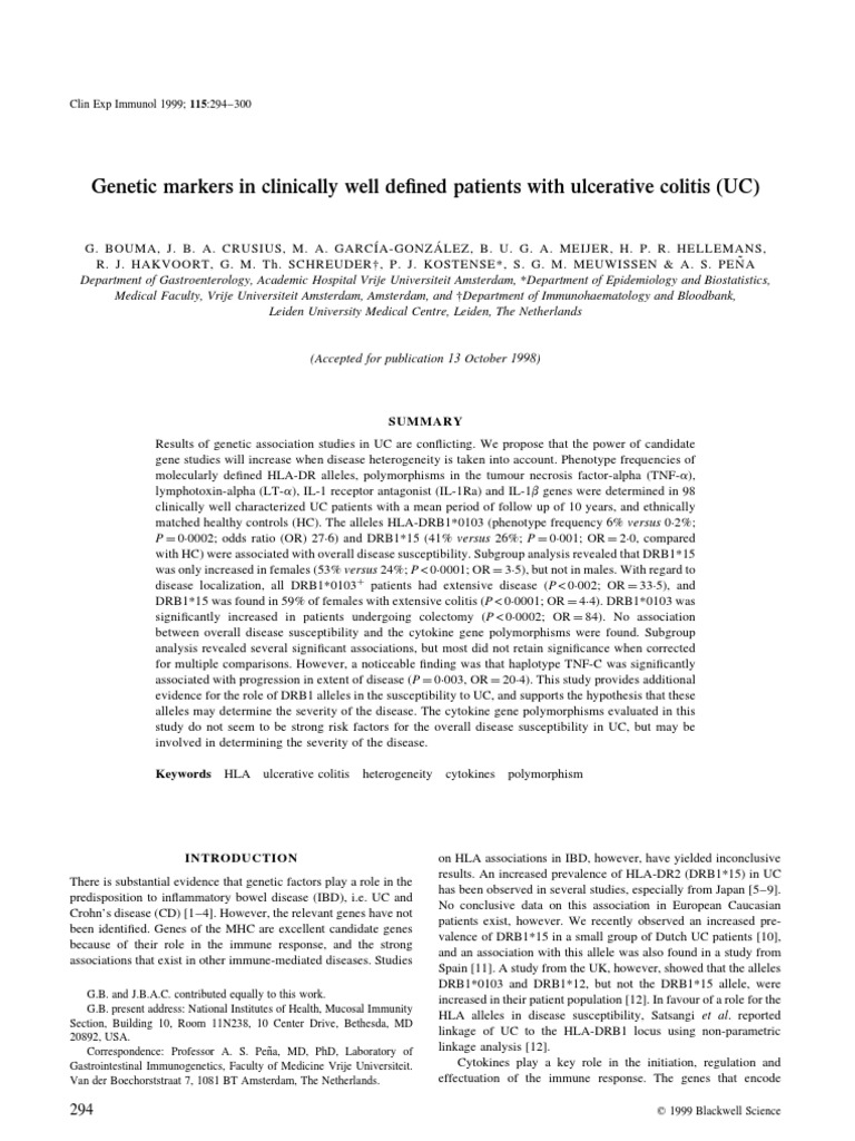 Genetic Markers in Ulcerative Colitis Patients | PDF | Inflammatory ...