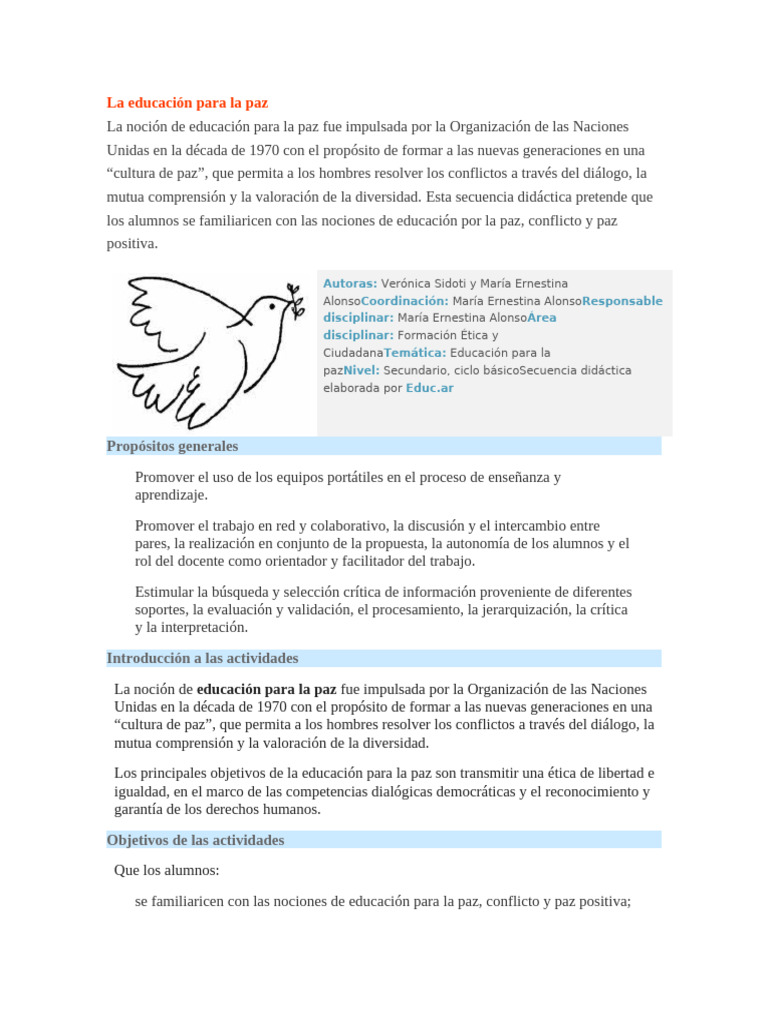Educación para la Paz en Secundaria | PDF | Paz | Enseñando