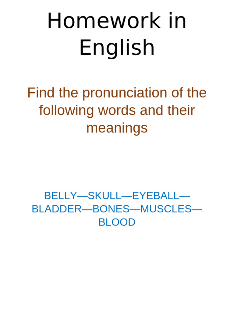 Homework in English | PDF