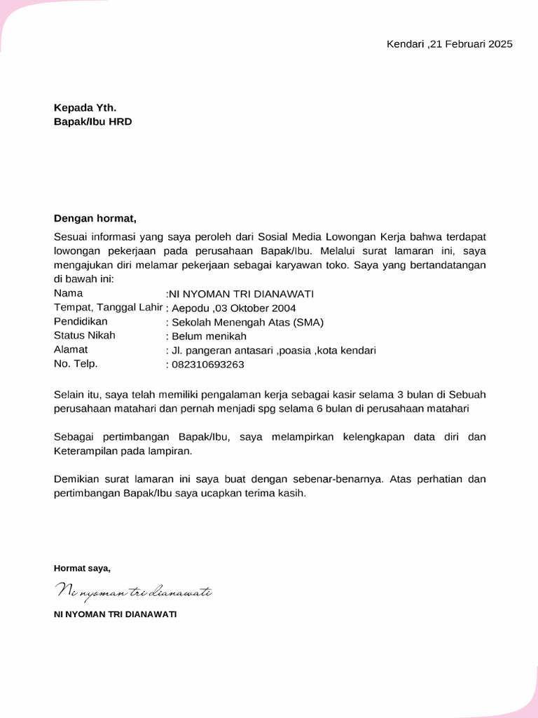 Surat Lamaran | PDF